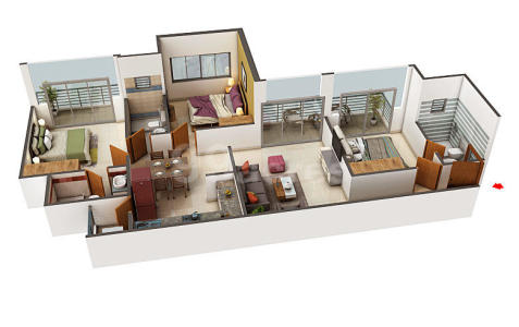 3 BHK / Bedroom Apartment / Flat for rent in Mahagun Mywoods Phase 1 ...